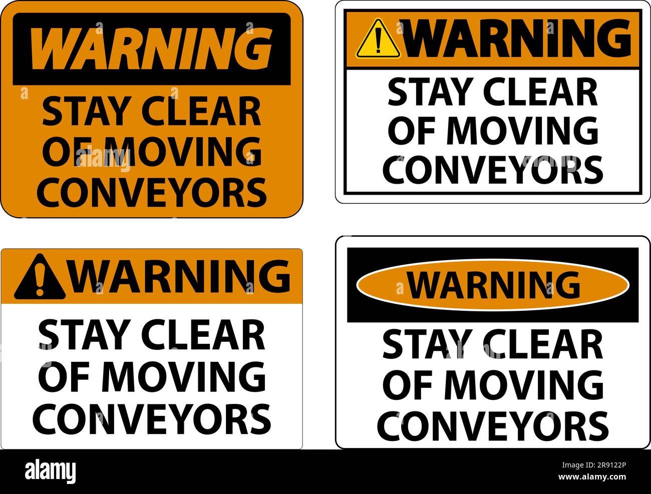 Warning Sign Moving Conveyors Stay Clear Stock Vector Image & Art - Alamy