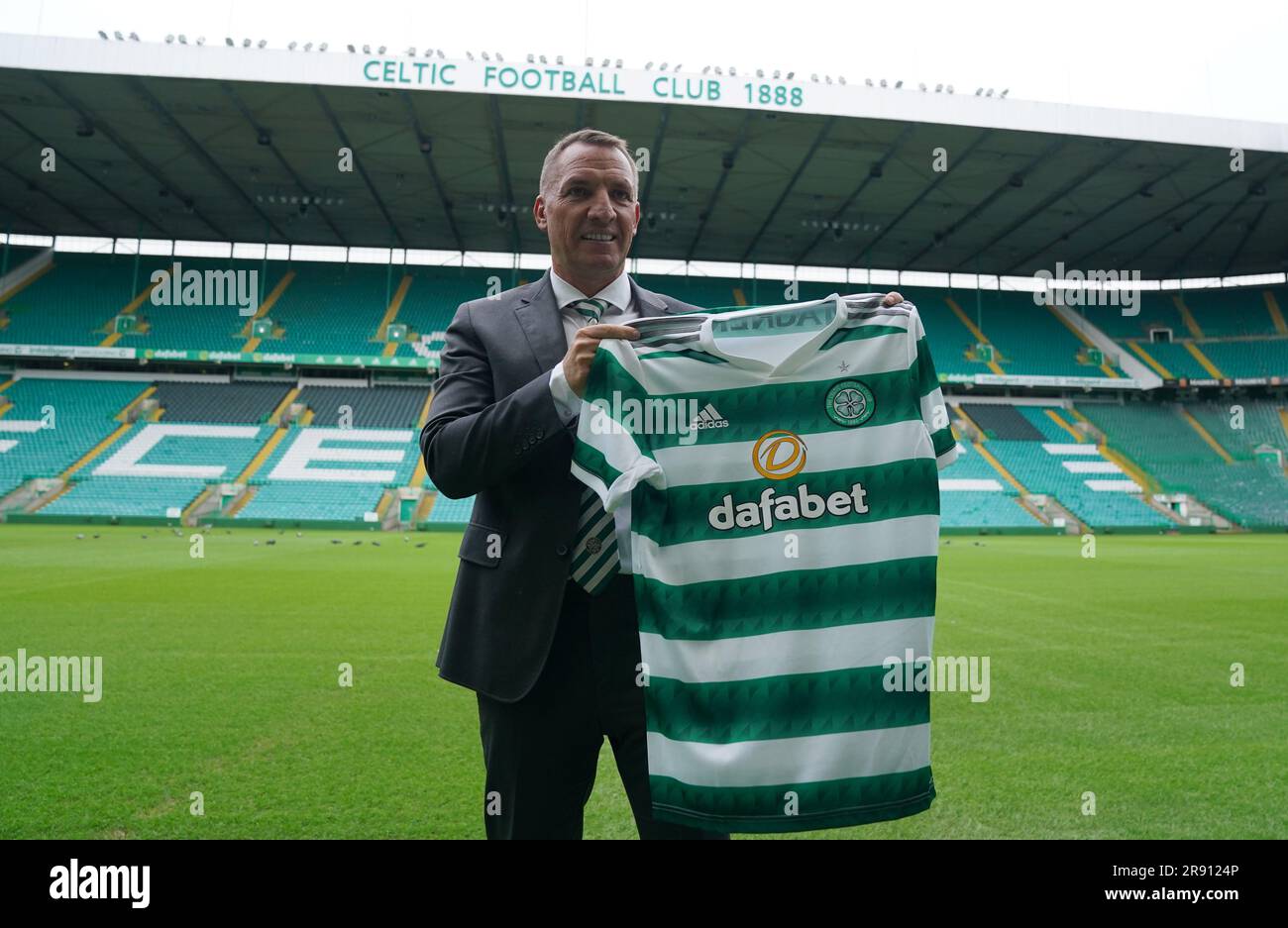 Newly re-appointed Celtic manager Brendan Rodgers during a press conference at Celtic Park ...