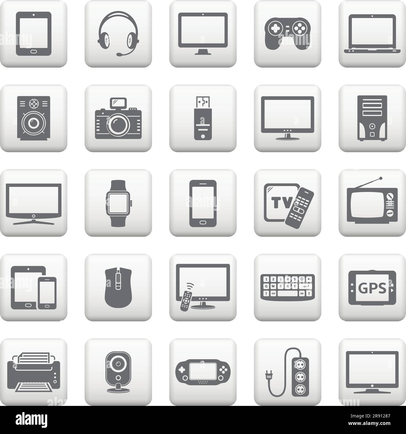 Digital devices and electronic gadgets icons set Stock Vector Image ...