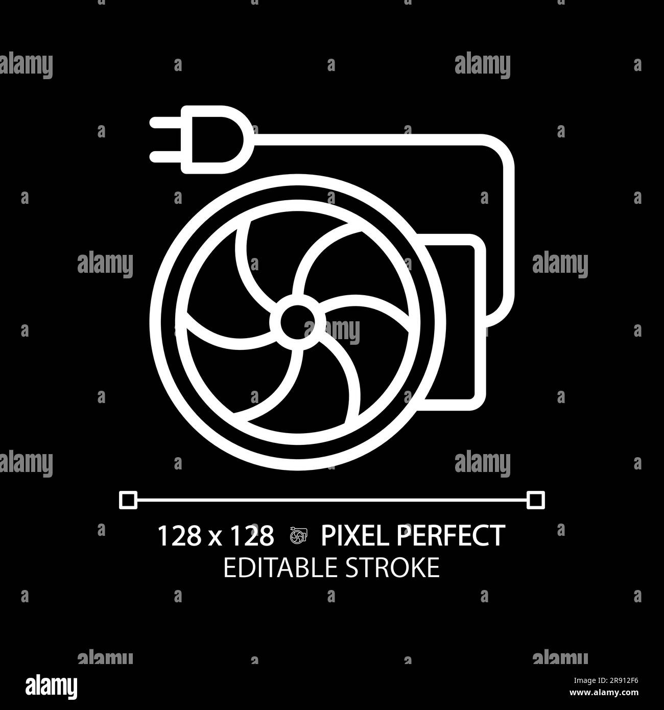 Inline duct fan white linear icon for dark theme Stock Vector Image ...