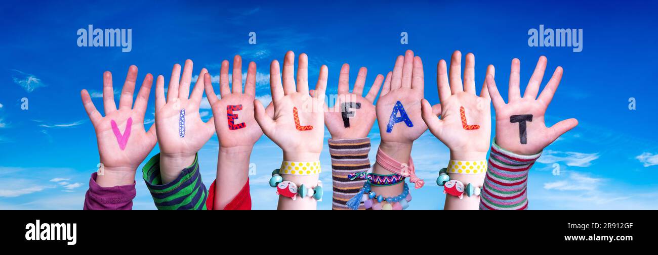Children Hands Building Colorful German Word Vielfalt Means Diversity ...