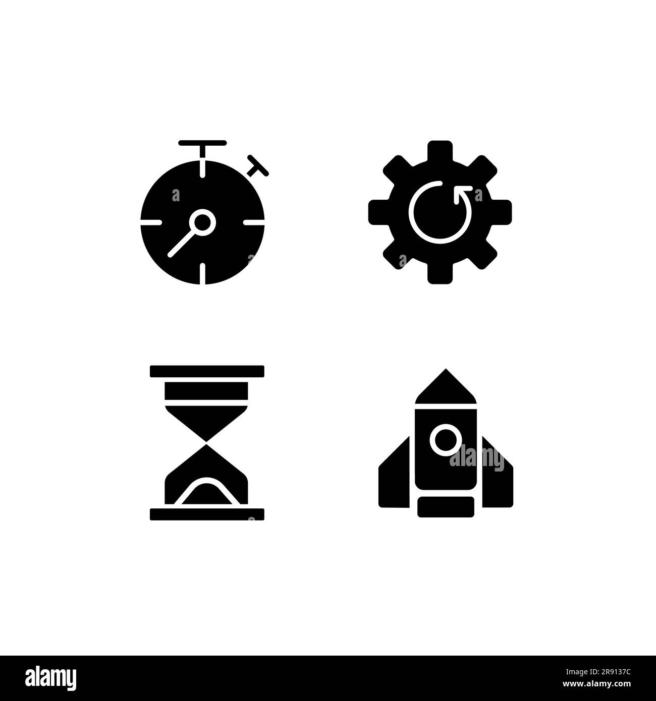 Process and operation black glyph icons set on white space Stock Vector ...