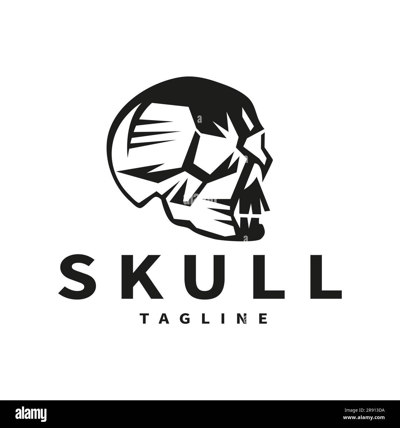 Human head skull shape illustration simple logo vintage style Stock ...