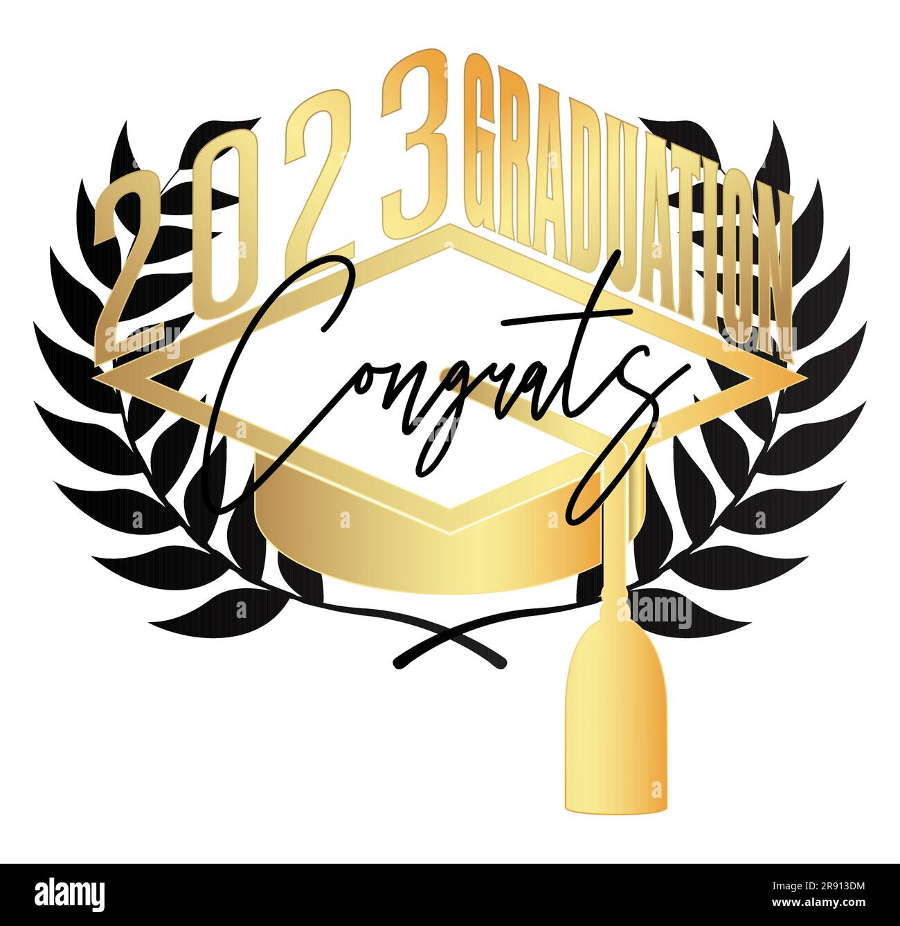 Graduation black and gold vector design. Class of 2023, golden high ...