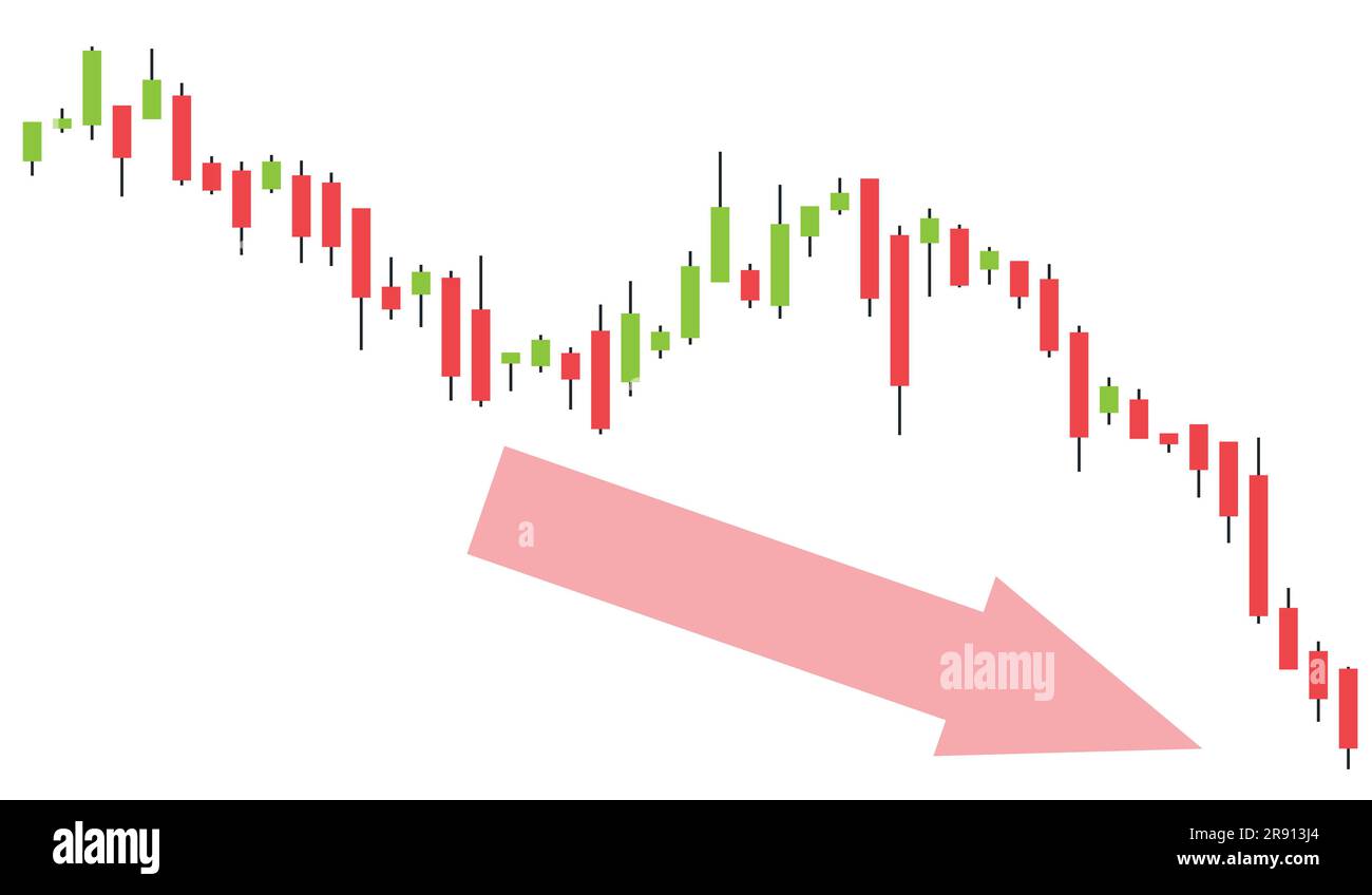 Trading chart downtrend. Bearish falling chart with Japanese candle ...