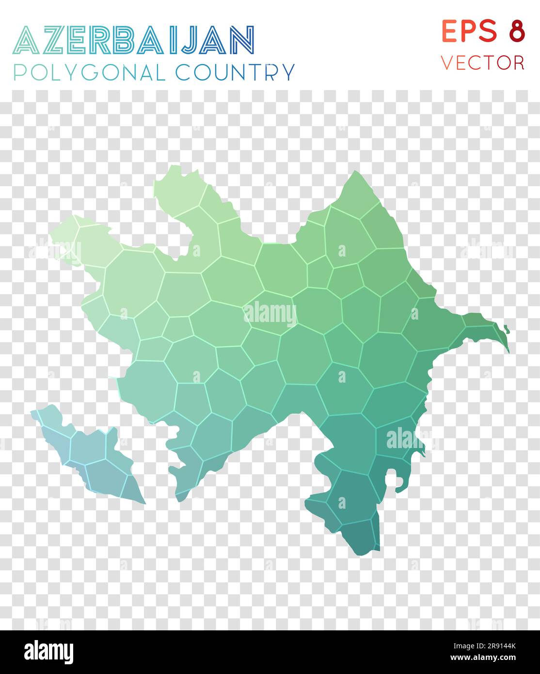 Azerbaijan polygonal map, mosaic style country. Authentic low poly ...