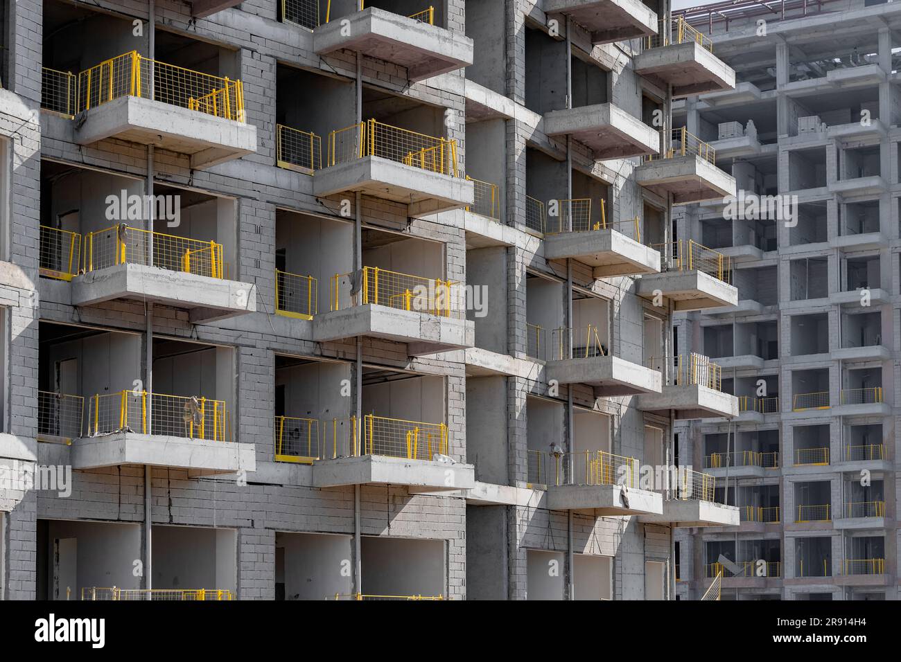 Part of a high-rise residential complex under construction. Unfinished ...