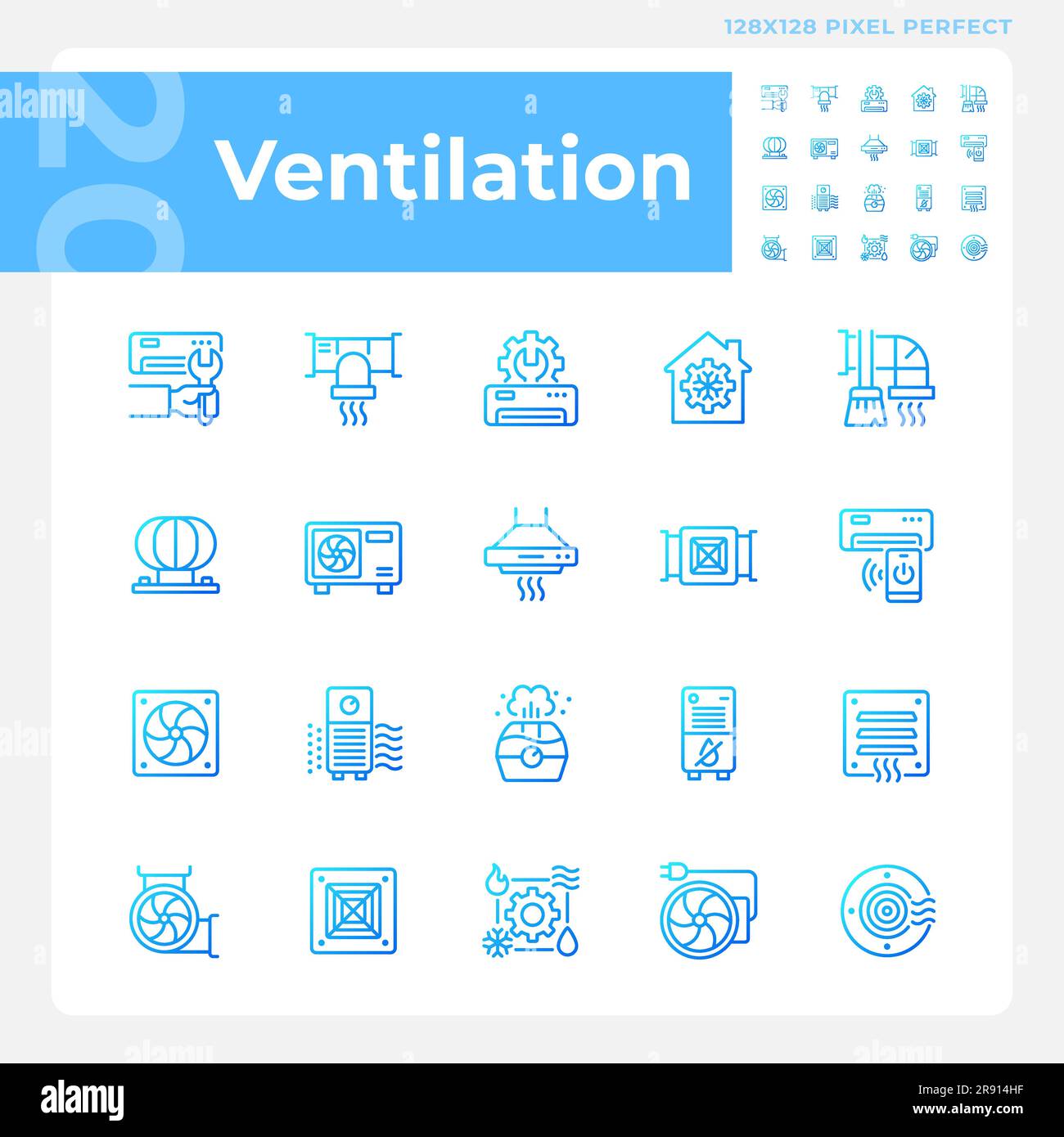 Ventilation Gradient Linear Vector Icons Set Stock Vector Image And Art