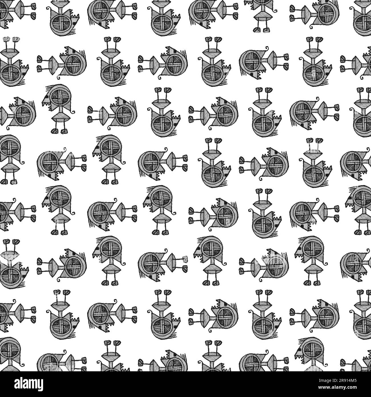 Black and white sketchy style cyborg alien monster drawing illustration ...