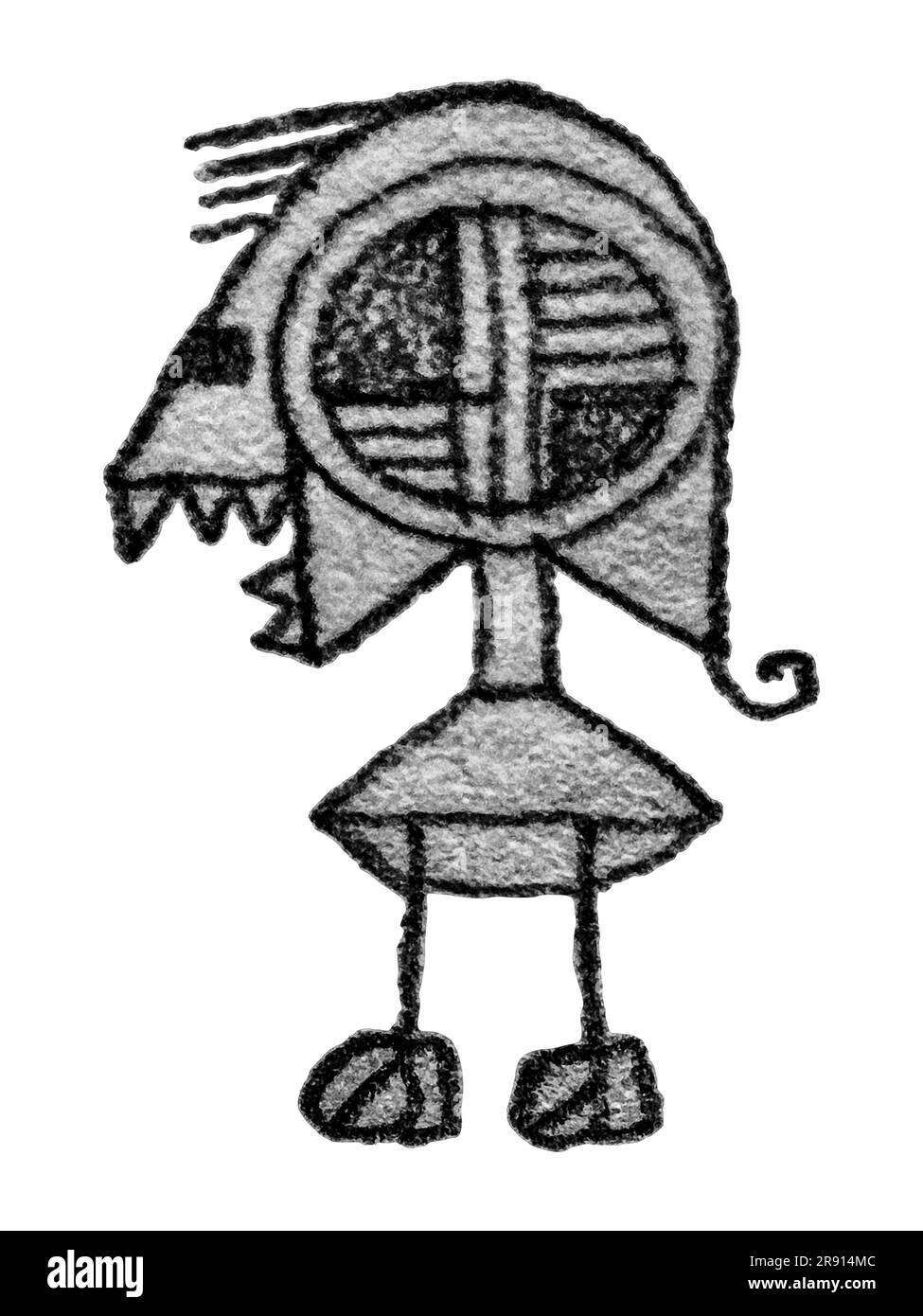 Black and white sketchy style cyborg alien monster drawing isolated ...