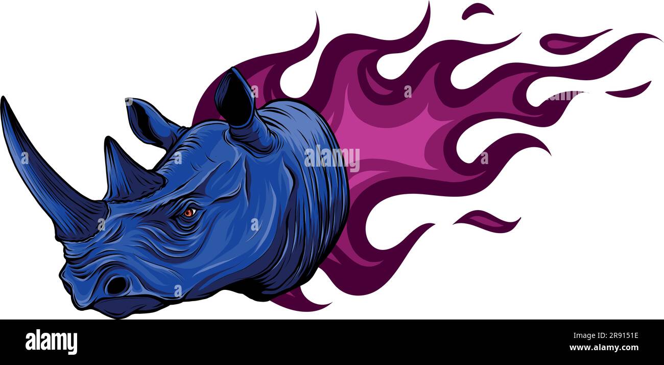 vector illustration of rhino head fire logo Stock Vector Image & Art ...