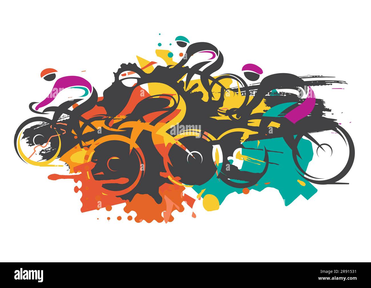 Cycling race, expressive stylized. Colorful Illustration of road ...