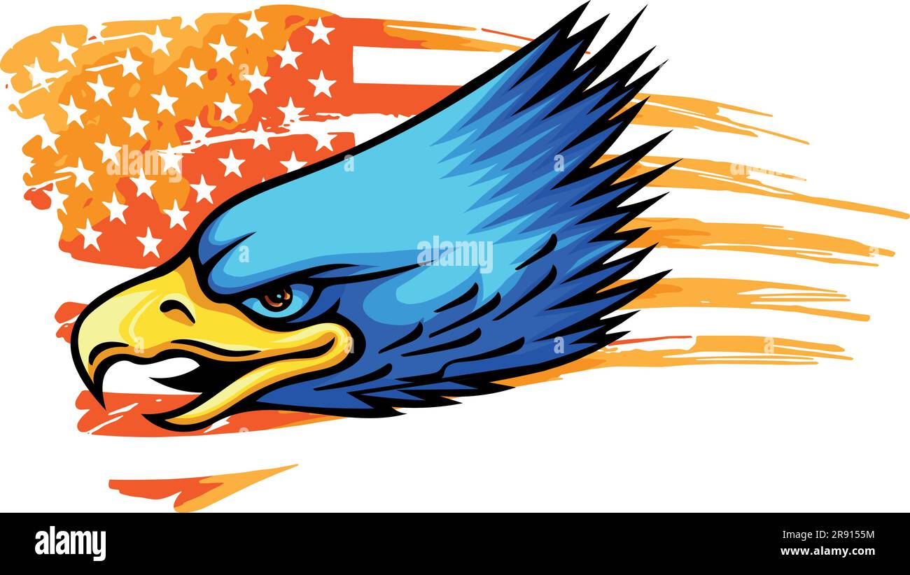 vector illustration of eagle head with american flag Stock Vector Image ...
