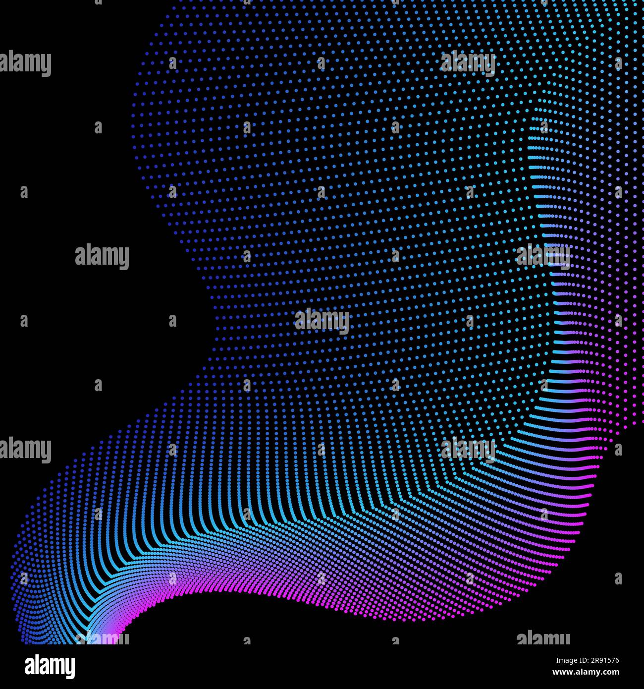 Abstract wavy background from colored dots in a gradient. Technologies and science 3D ...