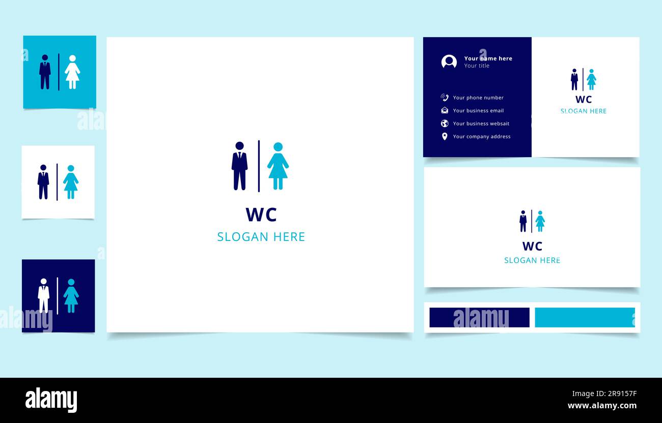Wc logo design with editable slogan. Branding book and business card ...
