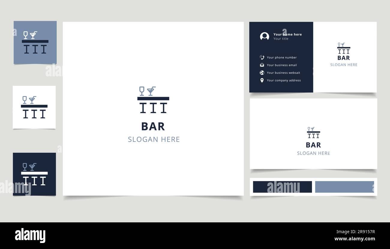 Bar logo design with editable slogan. Branding book and business card ...