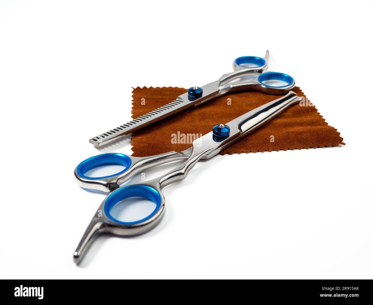 Scissors for cutting dogs. Dog grooming kit. Close-up of a dog grooming ...