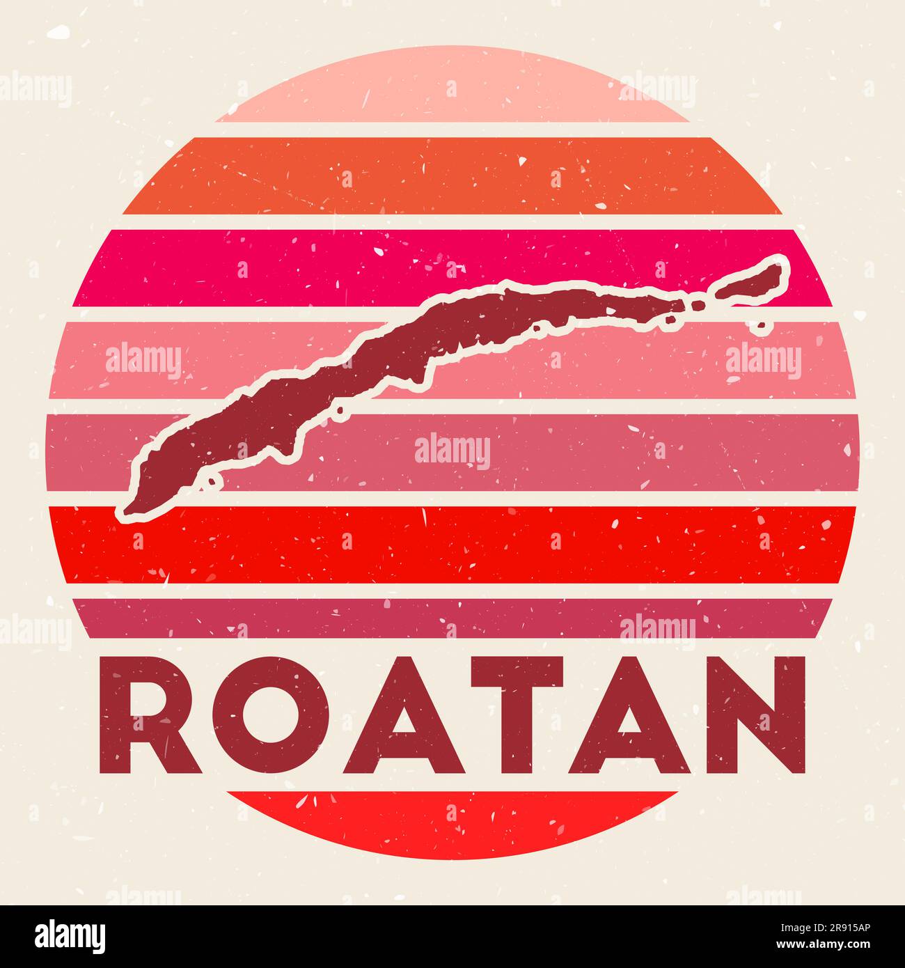 Roatan logo. Sign with the map of the island and colored stripes ...