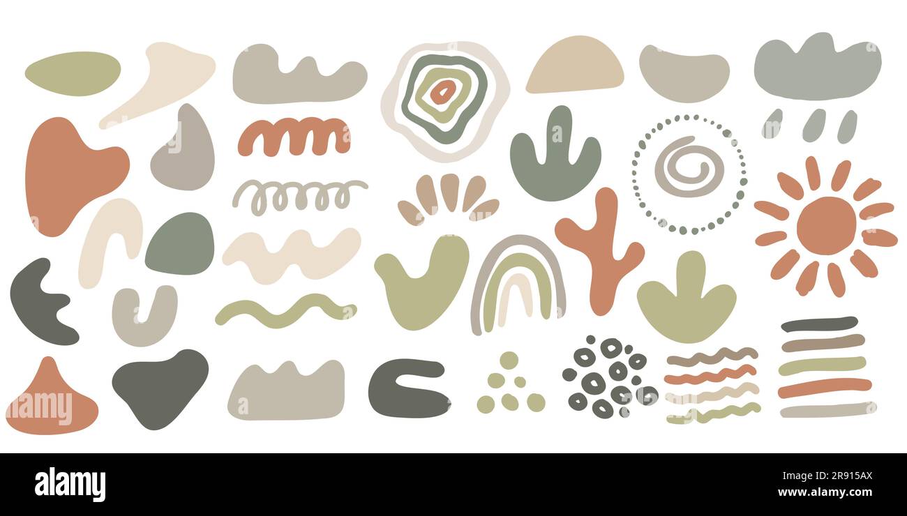 Hand drawn organic shapes set. Abstract boho elements. Blobs in contemporary scandinavian trendy ...