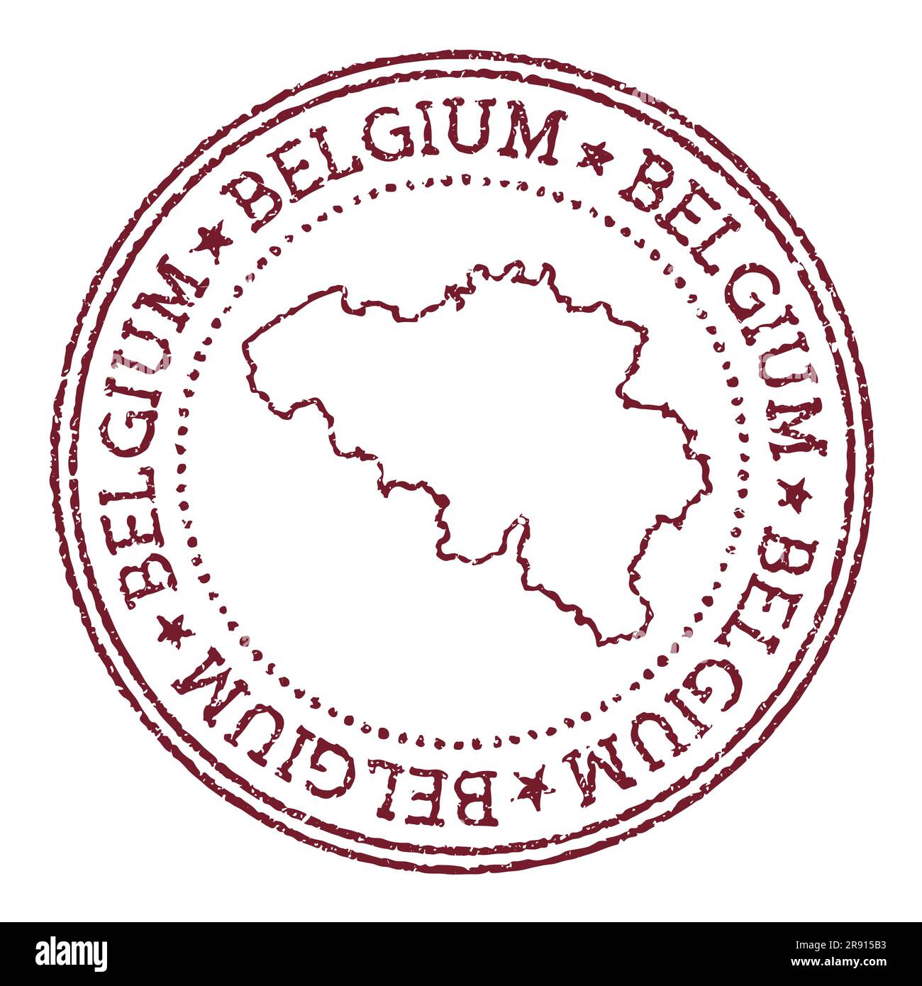 Belgium round rubber stamp with country map. Vintage red passport stamp ...