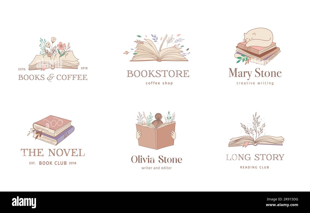Hand drawn pastel colors books illustrations, prints, logos. Vector art ...