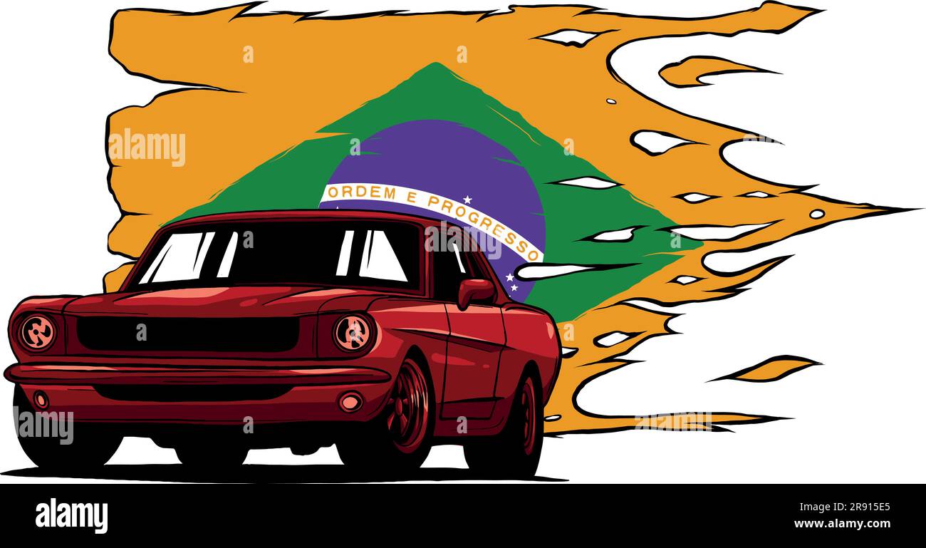 vector illustratyion of muscle car with brazil flag Stock Vector Image ...