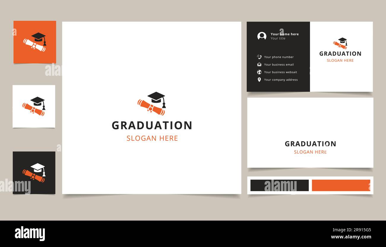 Graduation logo design with editable slogan. Branding book and business ...
