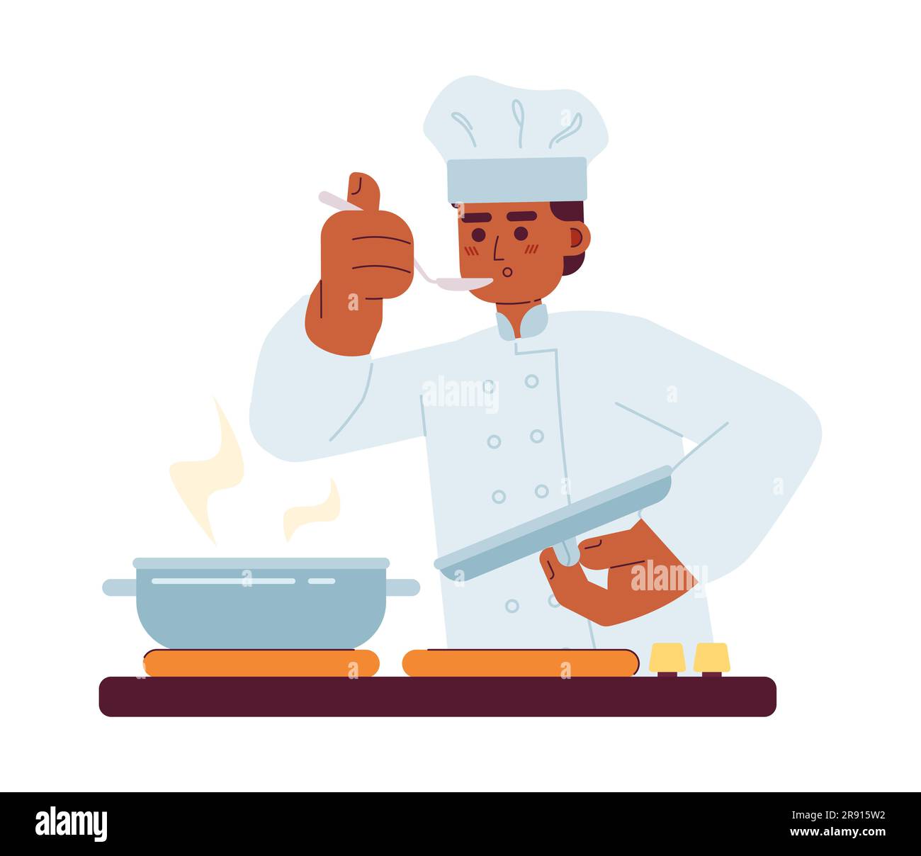 Male chef taste food semi flat colorful vector character Stock Vector ...