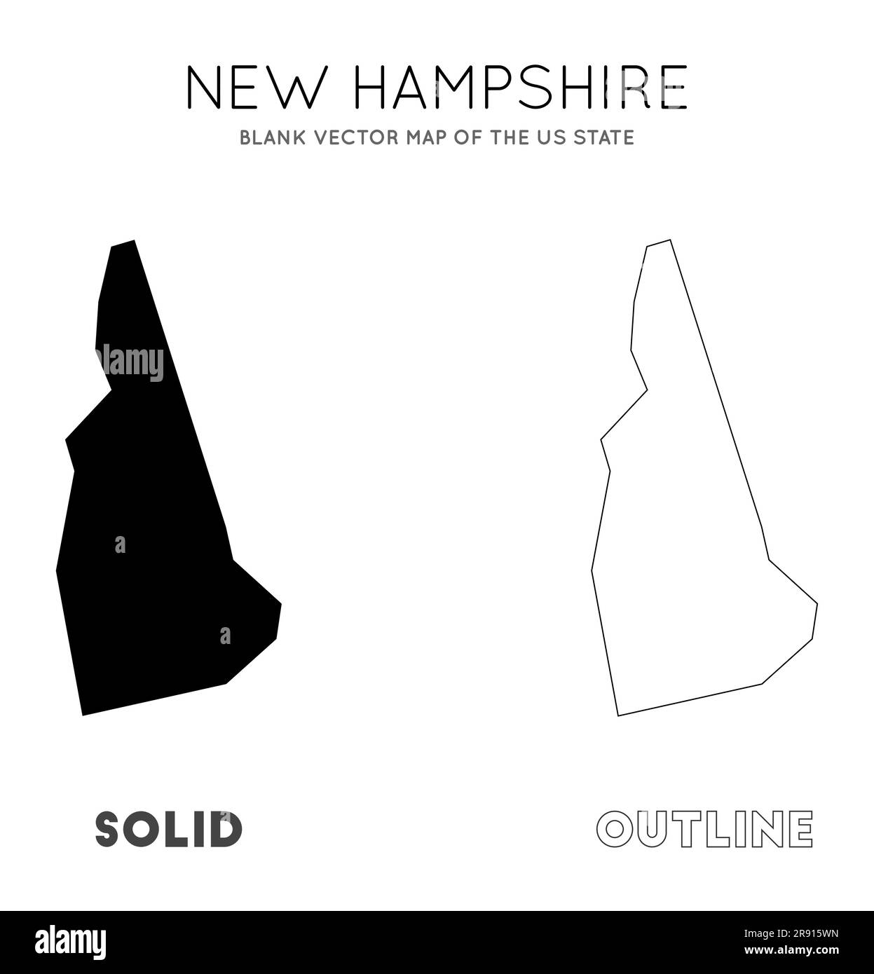 New Hampshire map. Blank vector map of the US State. Borders of New ...