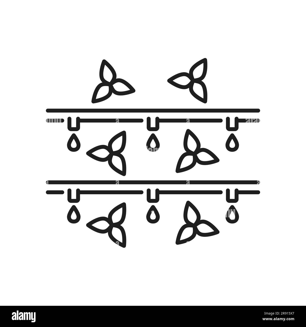 Farm field or greenhouse drip irrigation system icon. Farmland ...