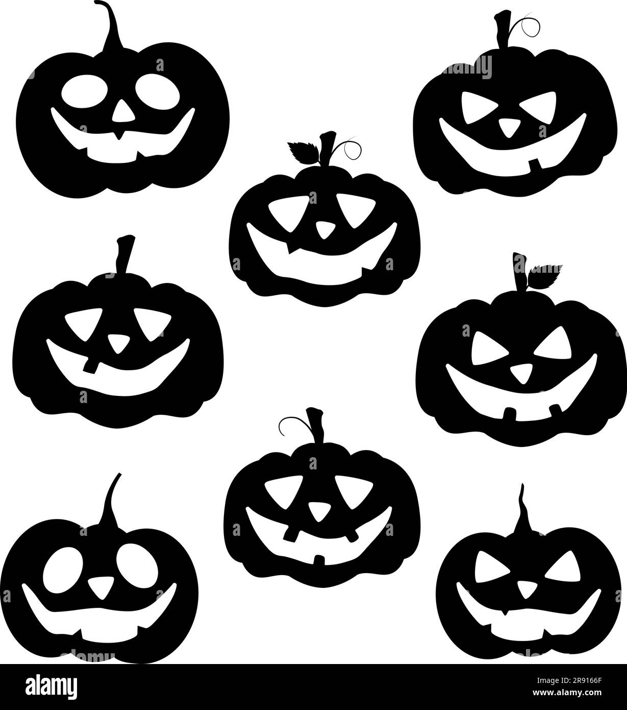 Halloween pumpkins on white Black and White Stock Photos & Images - Alamy