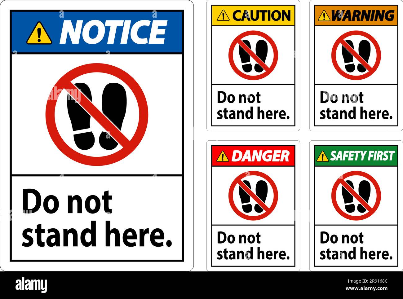 Danger Sign Do Not Stand Here On White Background Stock Vector Image ...