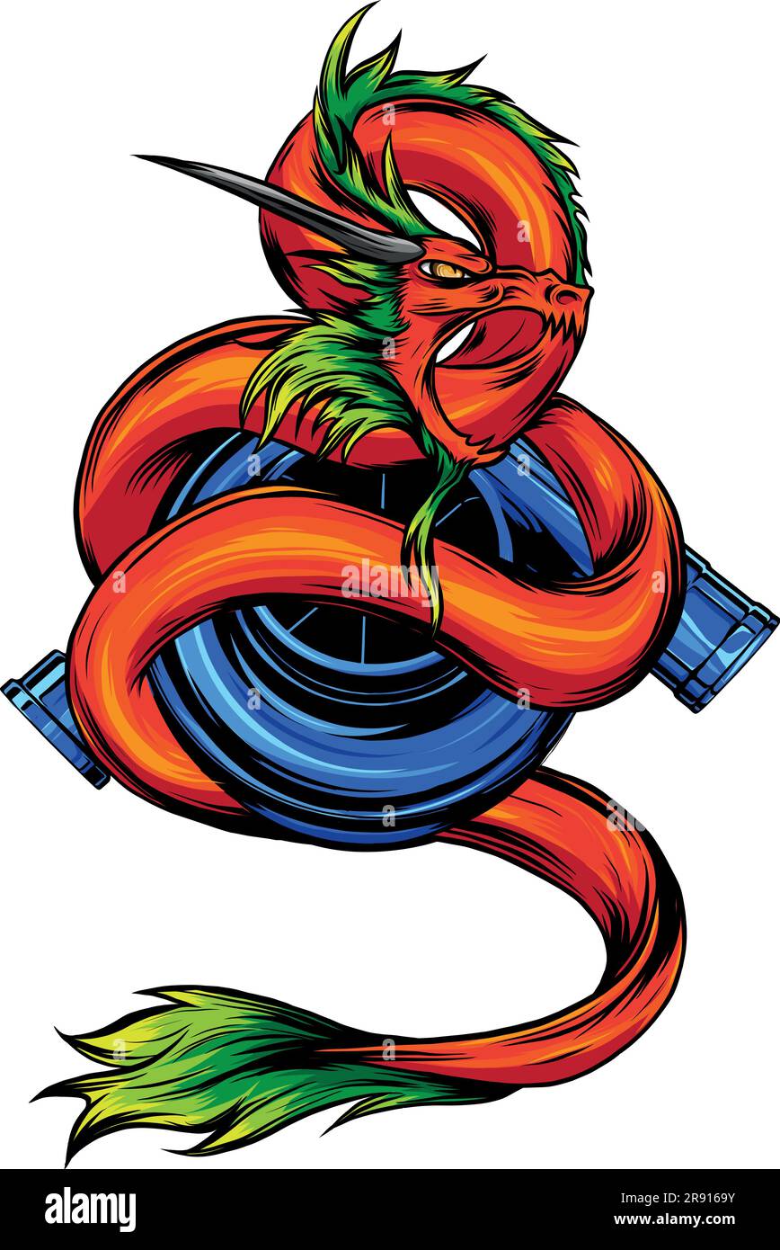 vector illustration of turbo with dragon on white background Stock ...