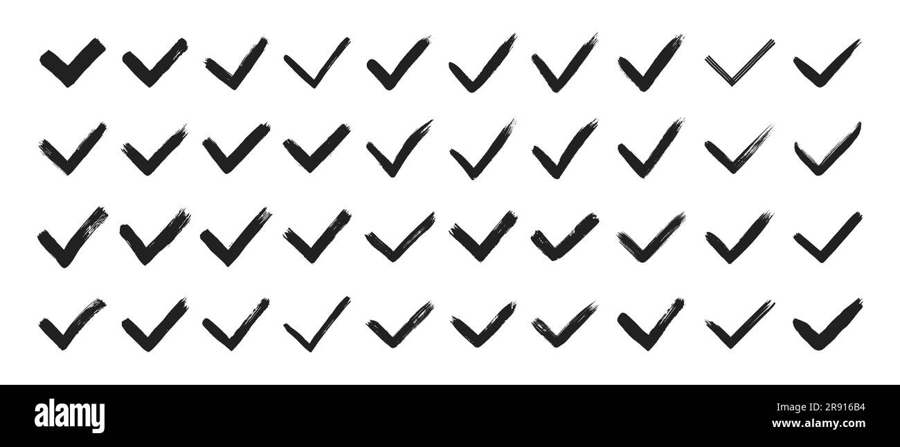 Dirty grunge hand drawn tick v with brush strokes vector illustration ...