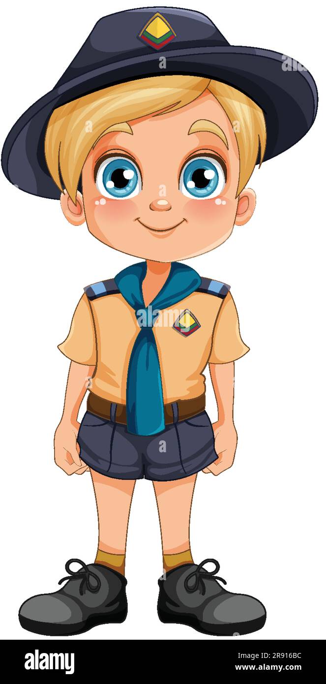 Boy scout in uniform cartoon character illustration Stock Vector Image ...