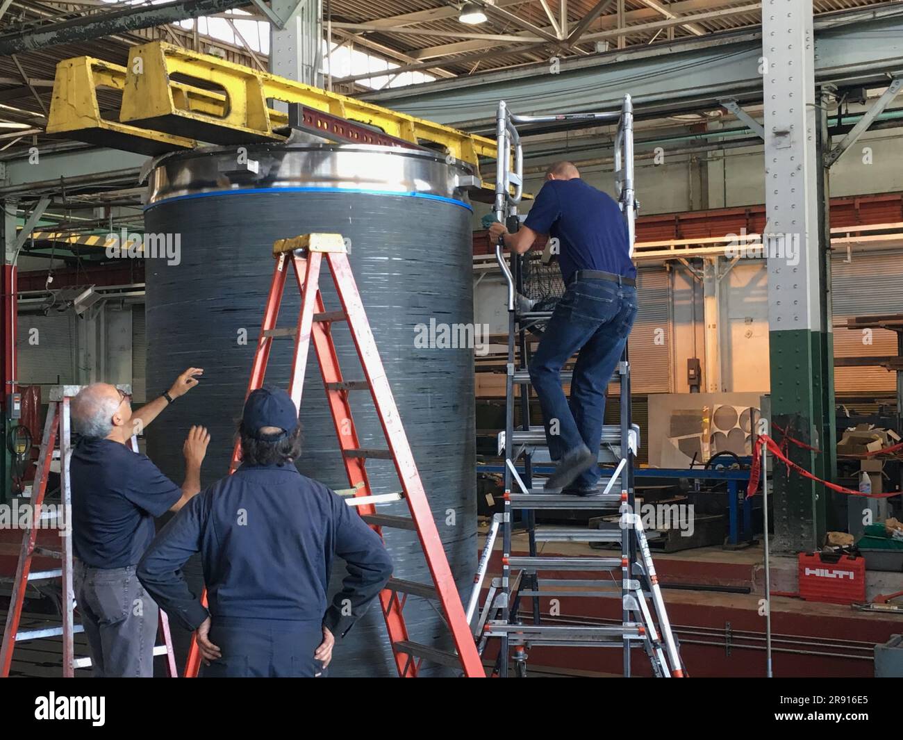 Workers Attached A Titanium Ring To The End Of The Carbon Fiber Hull