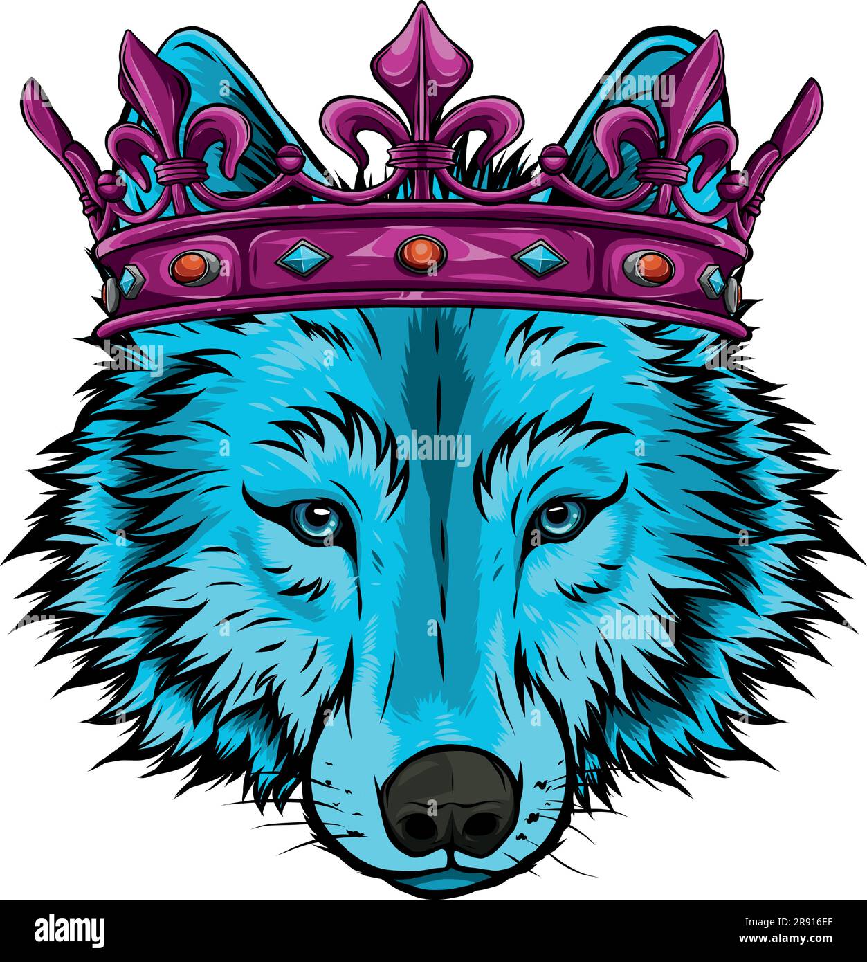 vector illustration of king wolf on white background Stock Vector Image ...