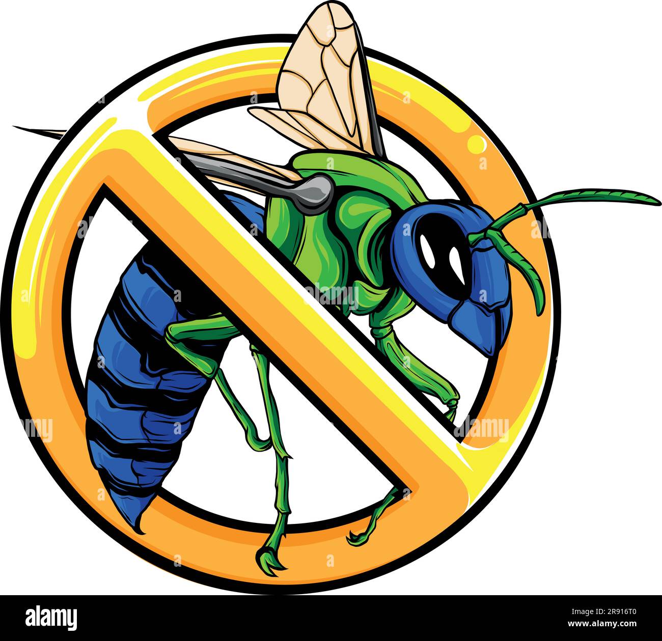 Vector illustration of No Bee or Wasp Sign on White Background Stock ...
