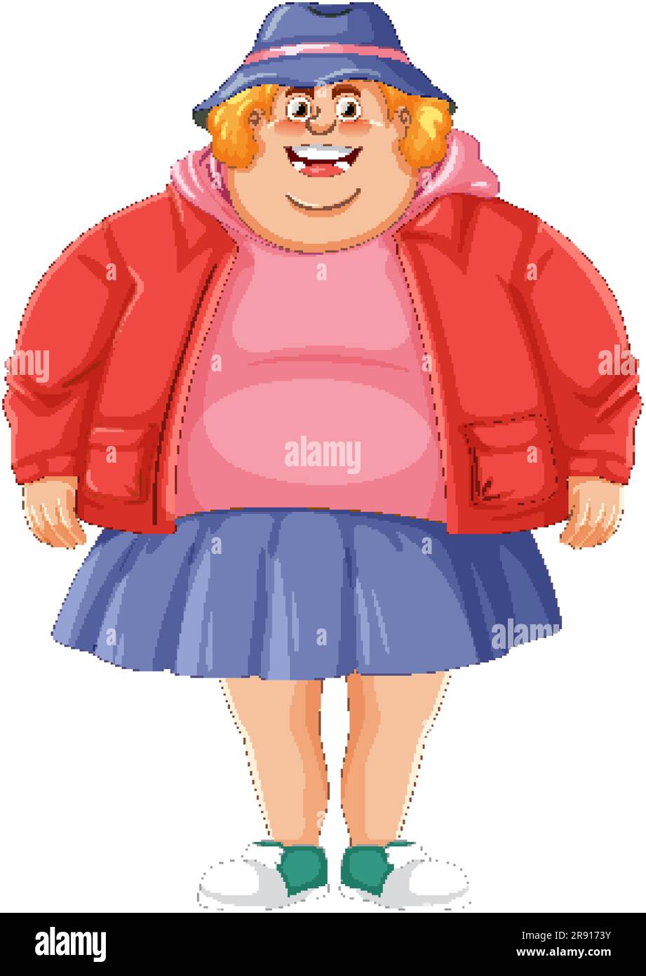 Overweight female cartoon character illustration Stock Vector Image ...