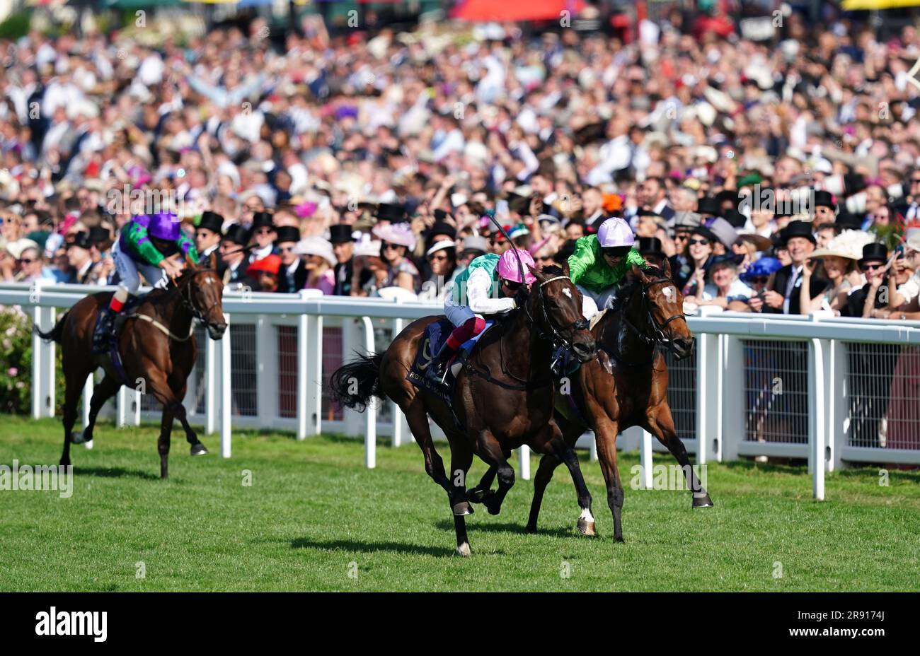 Coppice ridden by Frankie Dettori wins The Sandringham Stakes during ...