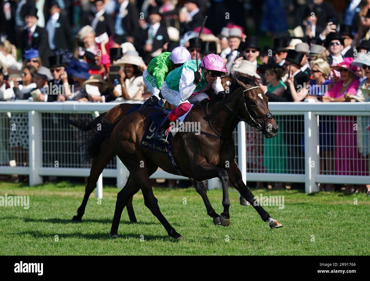Coppice ridden by Frankie Dettori wins The Sandringham Stakes during ...