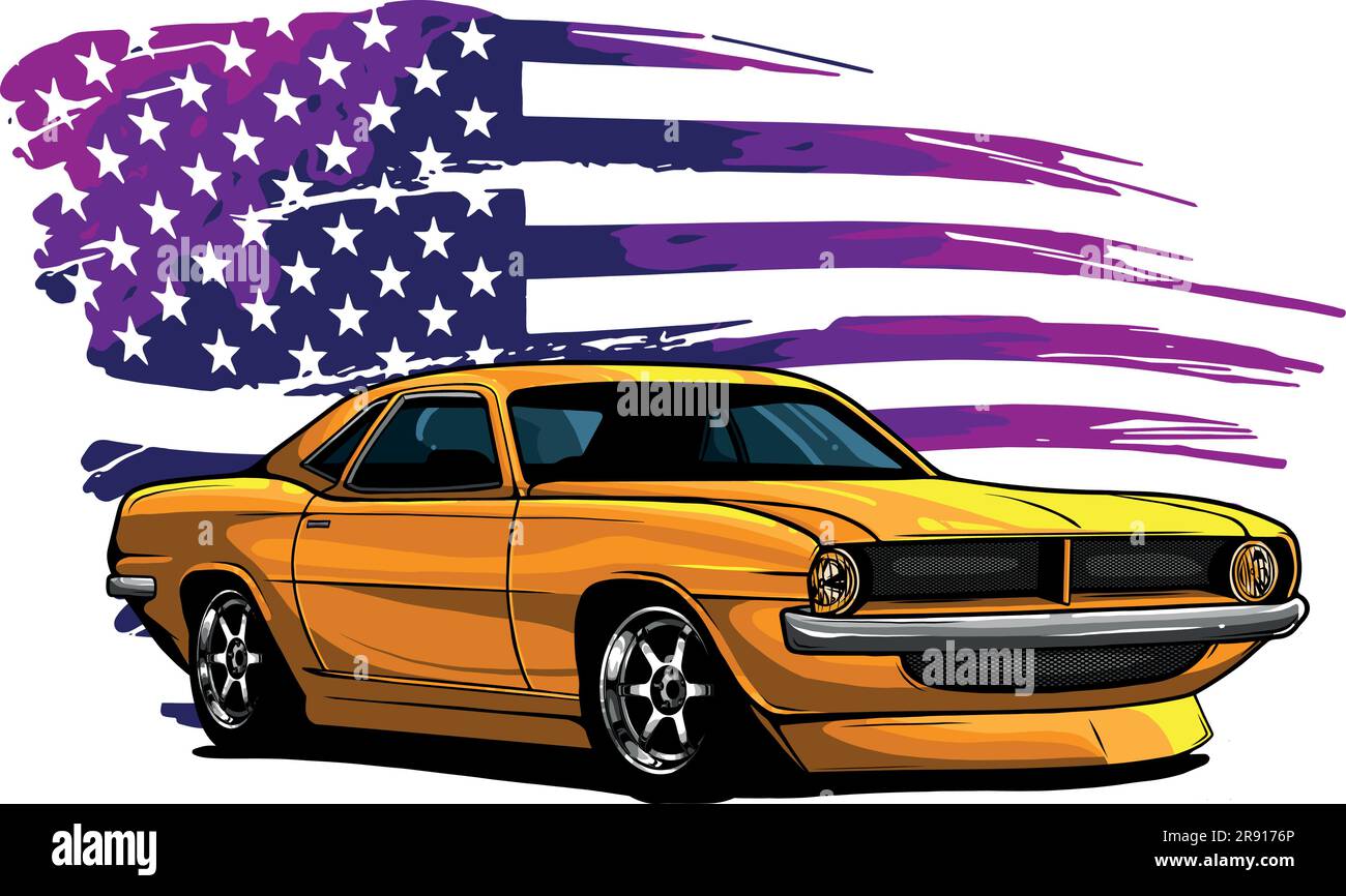 vector graphic design illustration of an American muscle car Stock ...