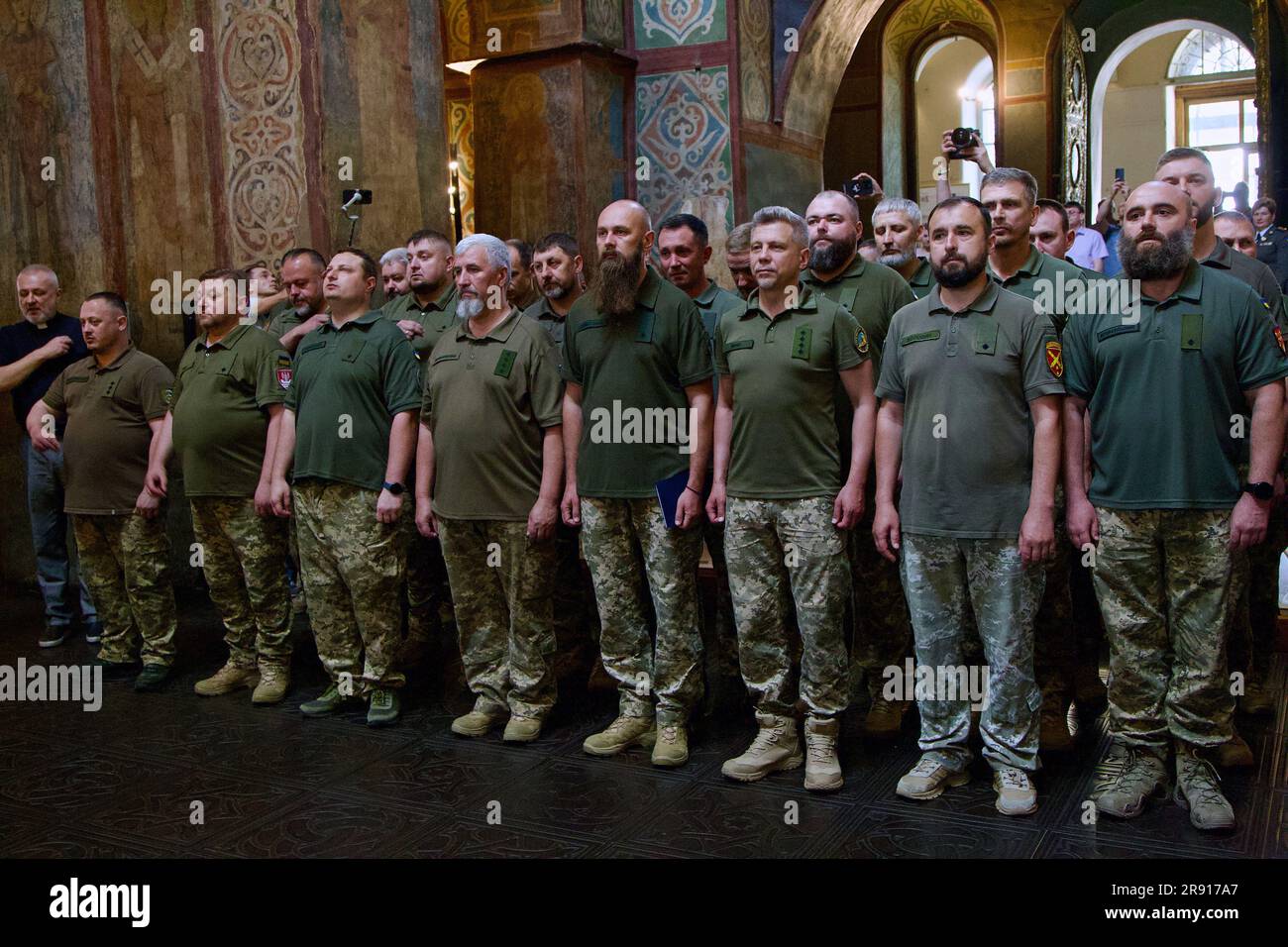 KYIV, UKRAINE - JUNE 23, 2023 - Military chaplains, who have completed ...