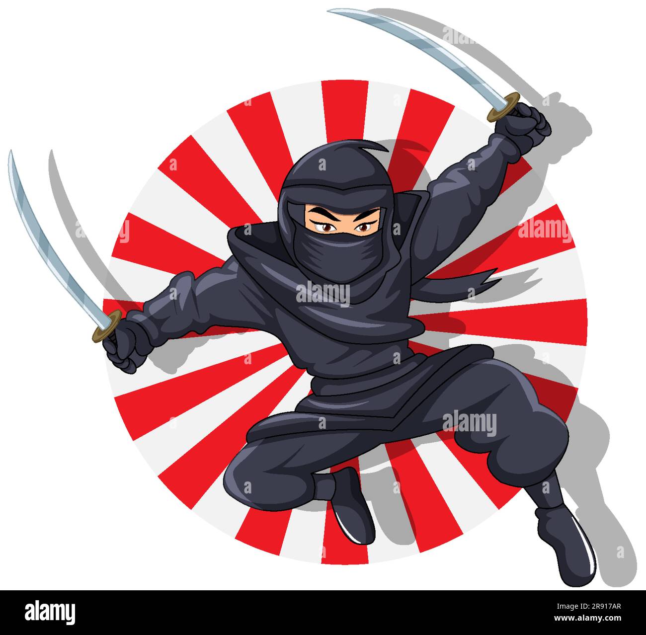 Ninja Jumping and Brandishing Sword illustration Stock Vector Image ...