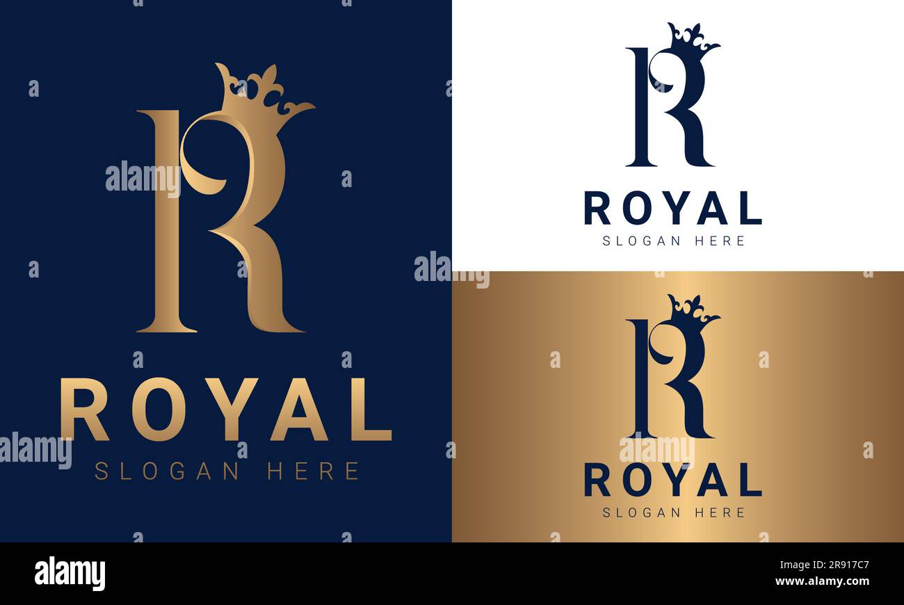 Luxury 3D Initial Royal R Monogram Letter Text Logo Design Crown R Logotype Stock Vector Image ...