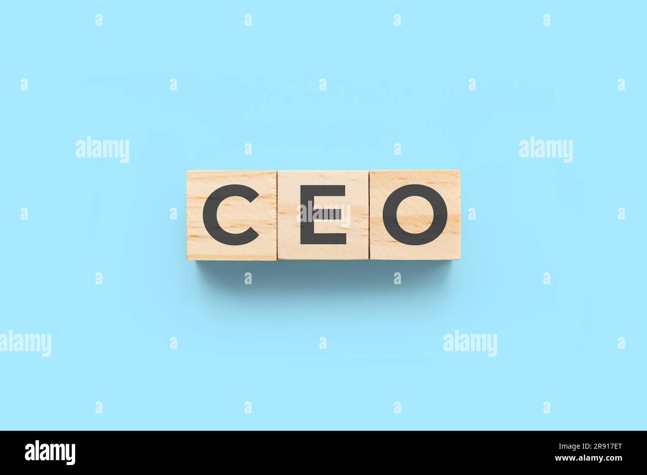 CEO (Chief Executive Officer) wooden cubes on blue background Stock ...