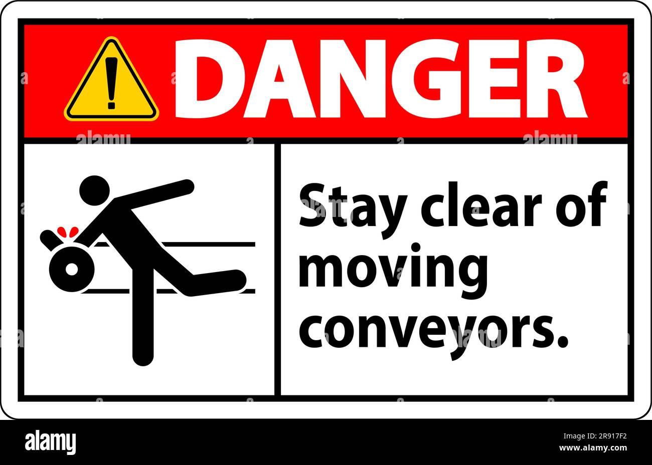 Danger Sign Moving Conveyors Stay Clear Stock Vector Image & Art - Alamy