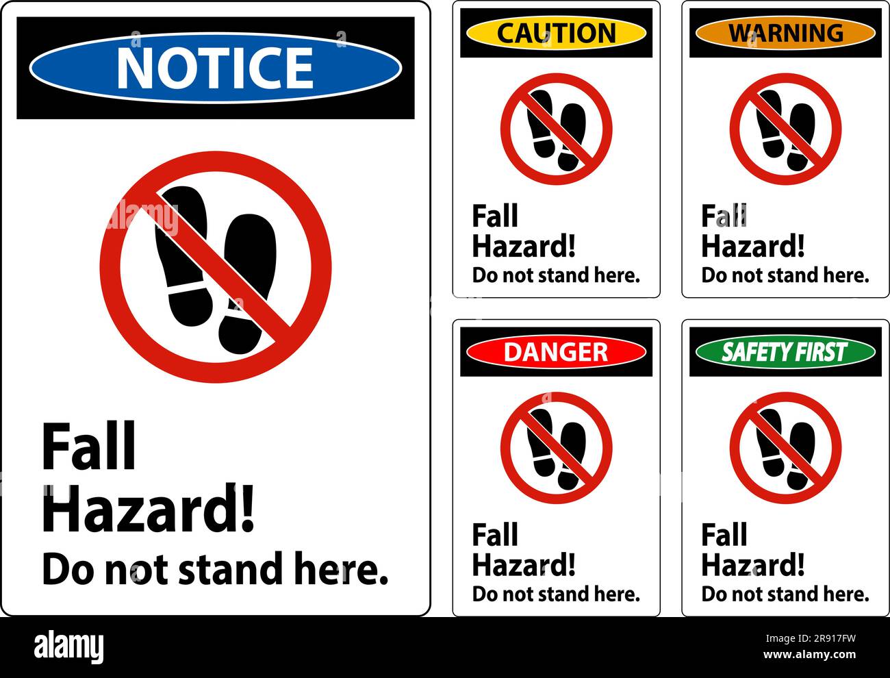 Danger Sign Fall Hazard, Do Not Stand Here On White Background Stock ...