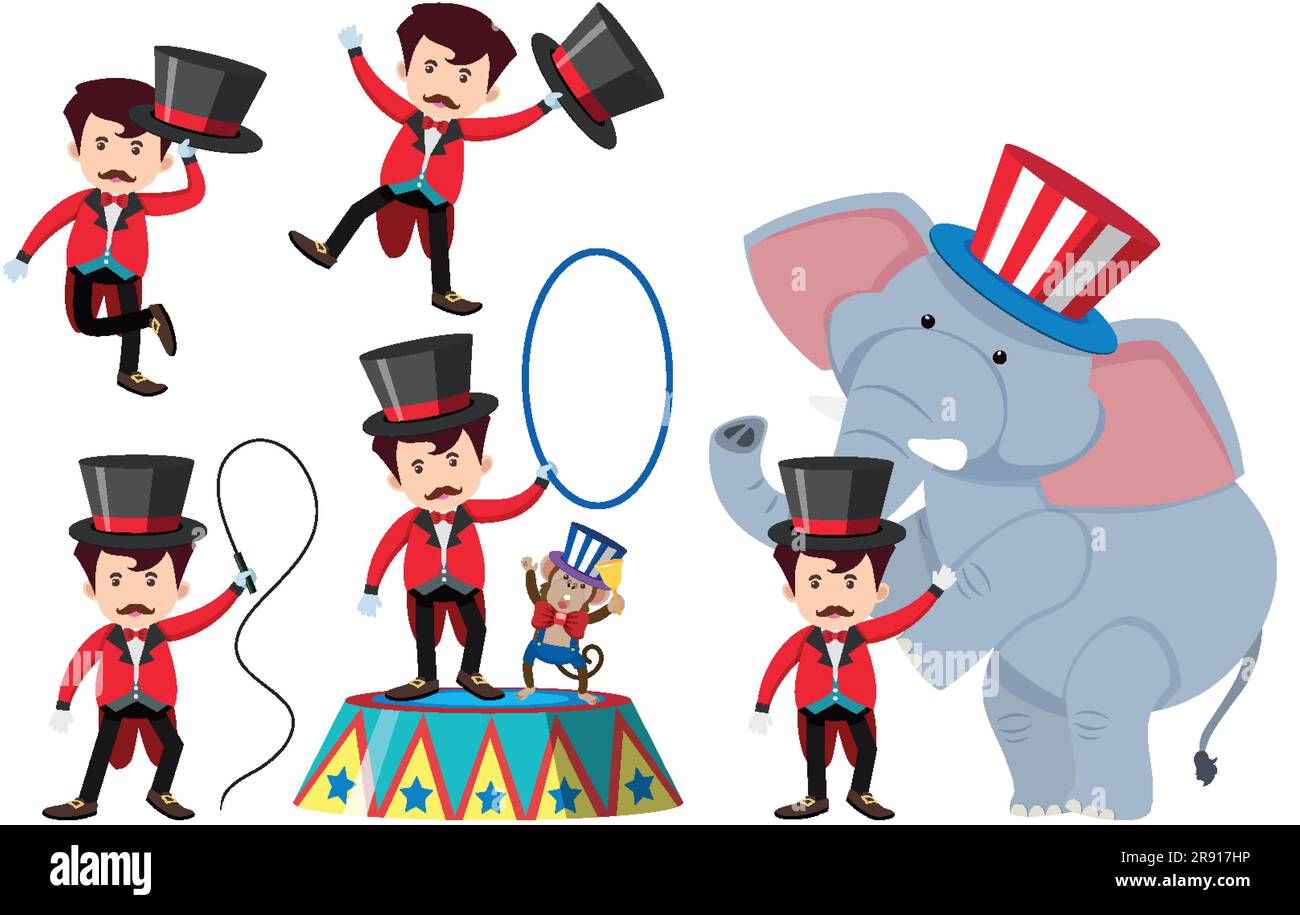 Set of circus cartoon character illustration Stock Vector Image & Art ...