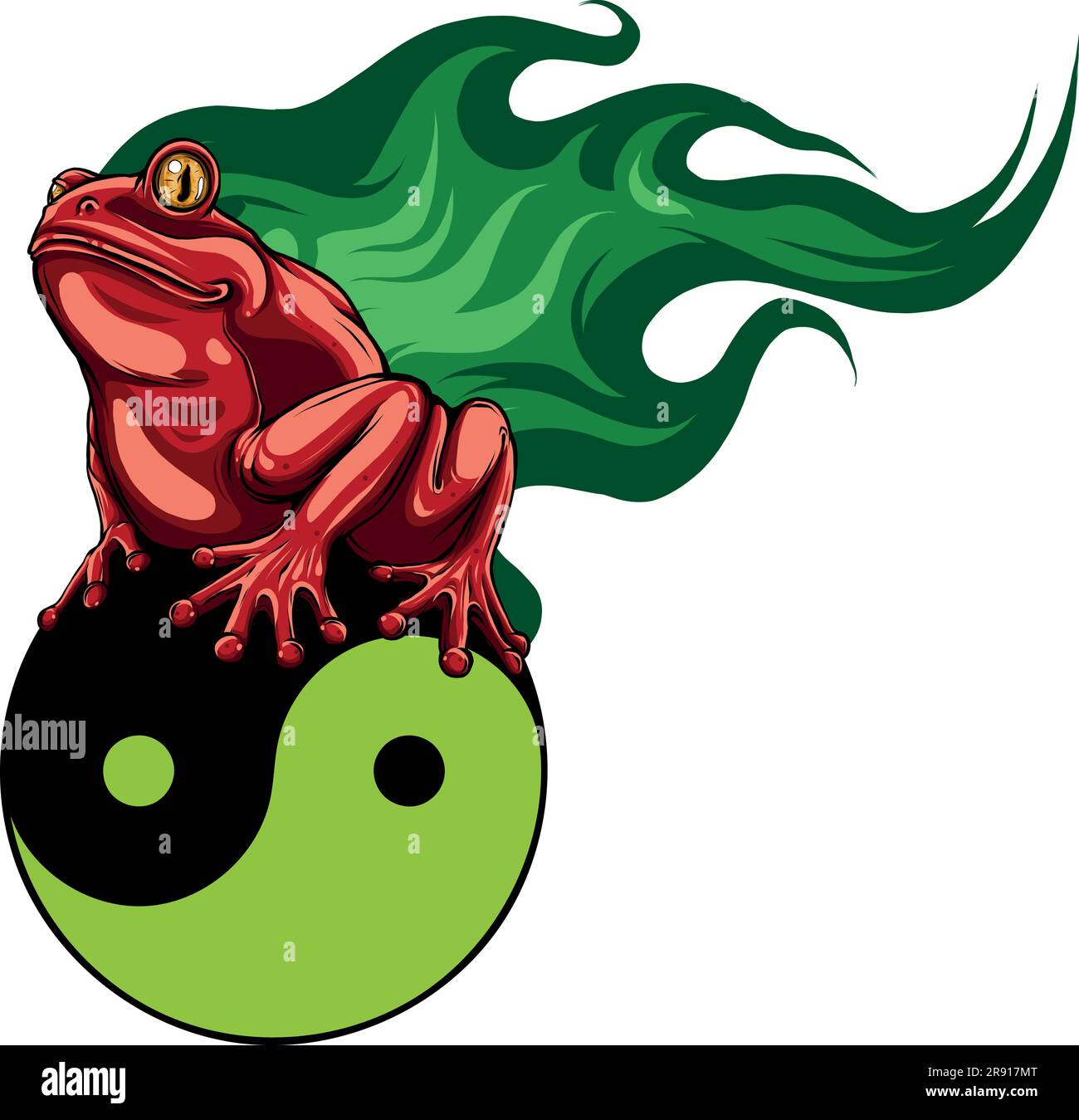 vector illustartion of Ying yang symbol under the frog Stock Vector ...